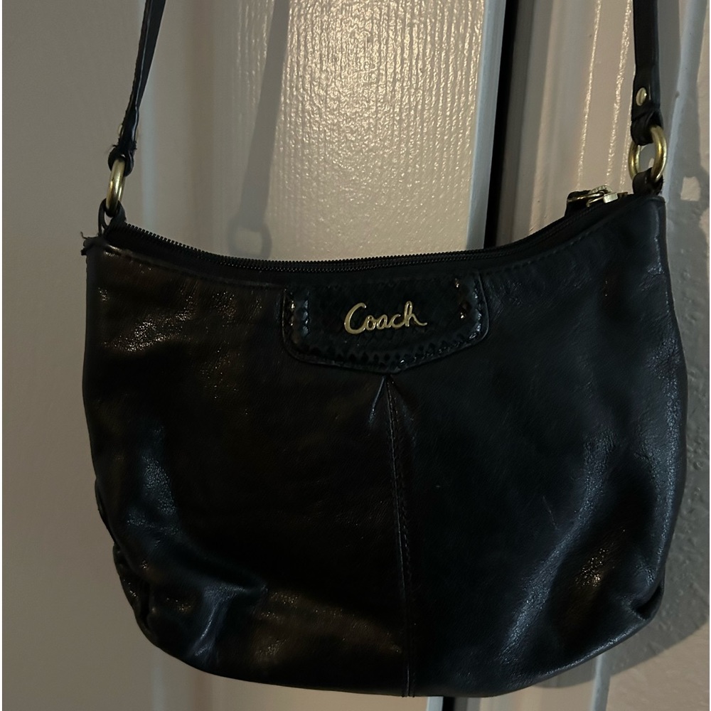 Coach Black Leather Small Crossbody, Snake-Embossed S… - Gem